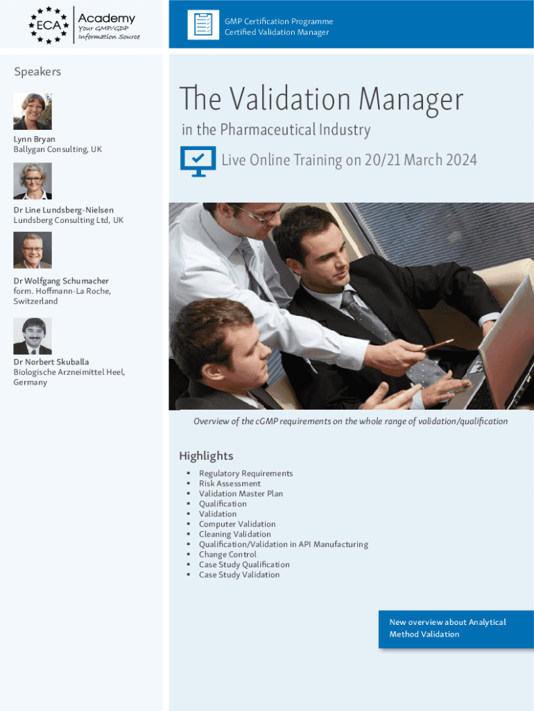 Fillable Online Public GMP Training, Validation and Quality Training ...