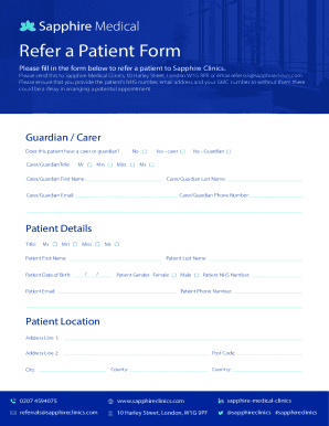 Fillable Online Sapphire Patient Referal Form V1.4 Fax Email Print - pdfFiller