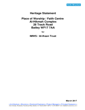 Fillable Online Heritage Statement Place of Worship / Faith Centre Al ...