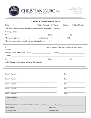 Fillable Online Landlord/Tenant Release Form Fax Email Print - pdfFiller