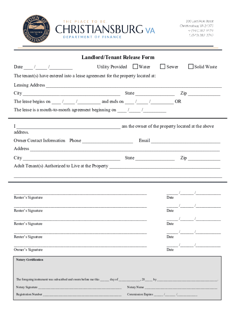 Fillable Online Landlord/Tenant Release Form Fax Email Print - pdfFiller