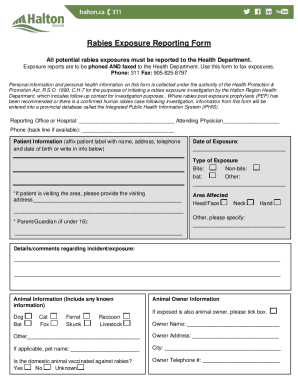 Fillable Online Rabies Exposure Reporting Form Fax Email Print - pdfFiller