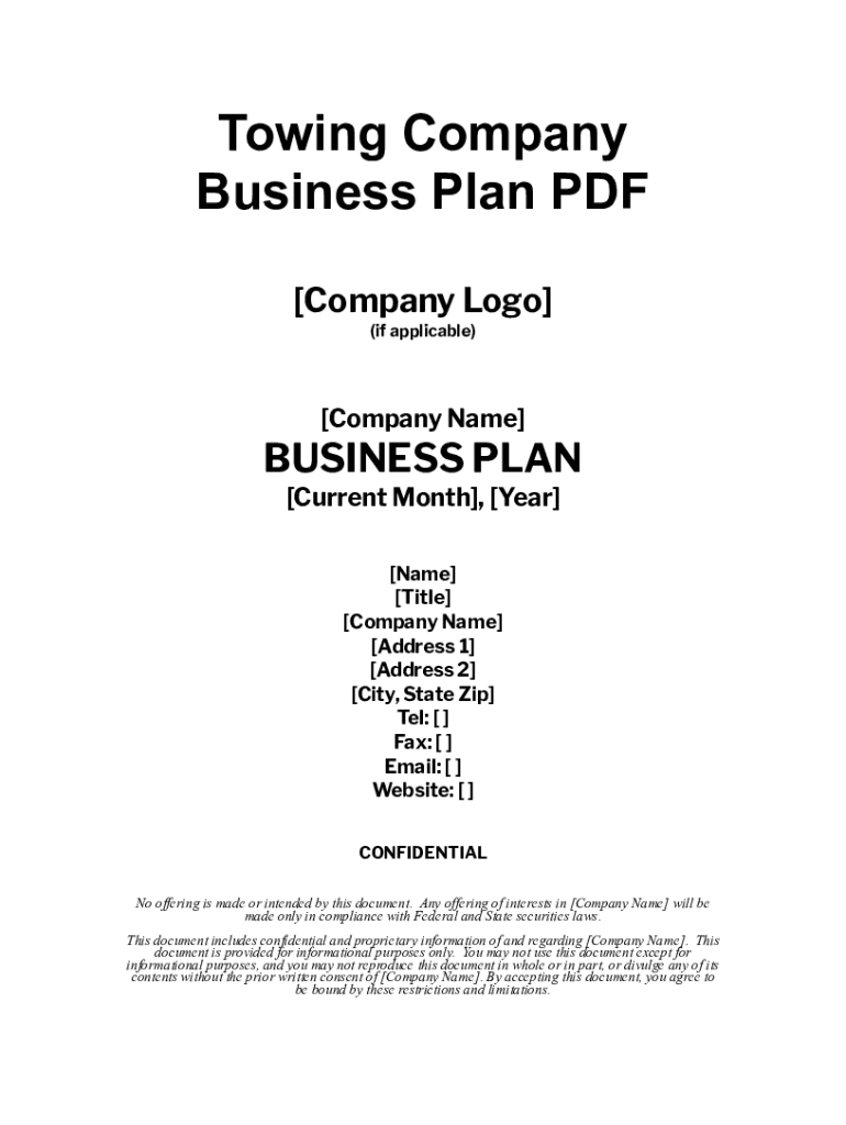 Fillable Online Tow Truck Company Business Plan Sample Fax Email Print ...