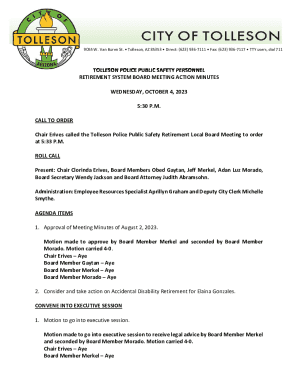 Fillable Online TOLLESON POLICE PUBLIC SAFETY PERSONNEL RETIREMENT ...