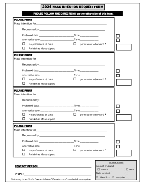 Fillable Online 2024 MASS INTENTION REQUEST FORM Fax Email Print ...