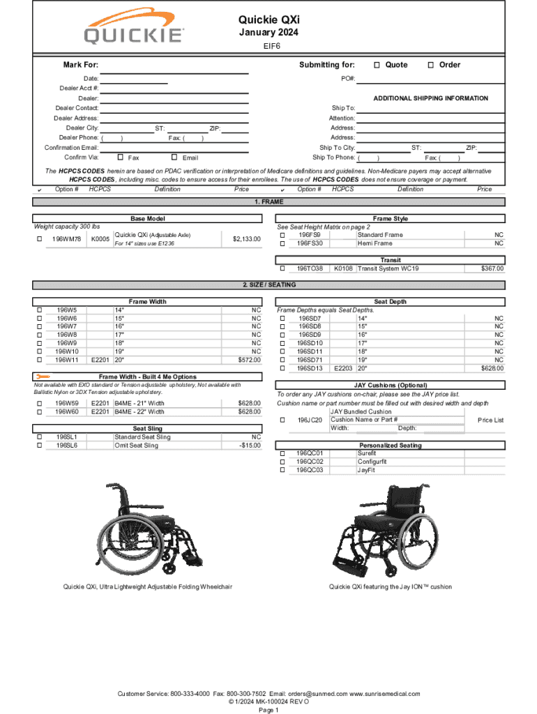 Fillable Online QUICKIE QXi/QX Lightweight Folding Wheelchair Fax Email Print - pdfFiller