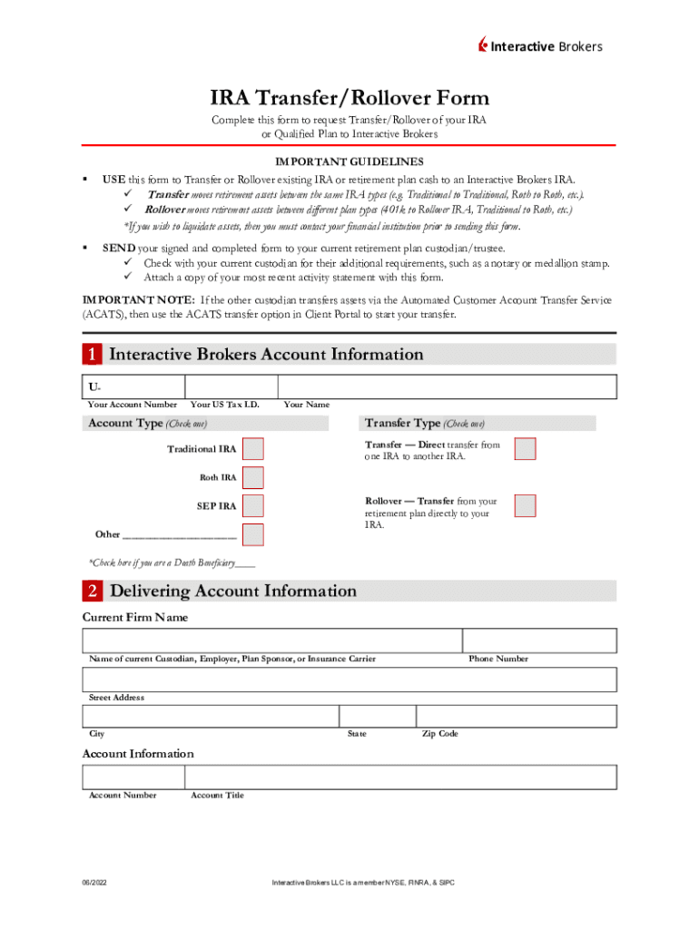 Fillable Online Get Interactive Brokers Ira Rollover Form Fax Email ...