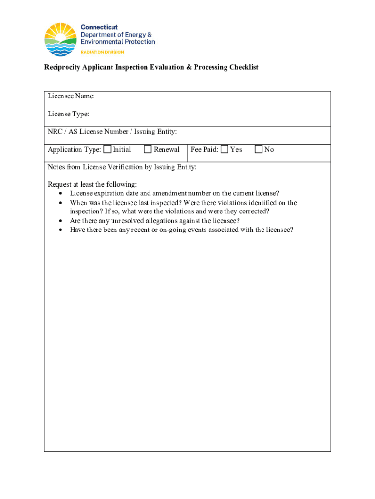 Fillable Online Reciprocity Applicant Inspection Evaluation & Processing ... Fax Email Print ...