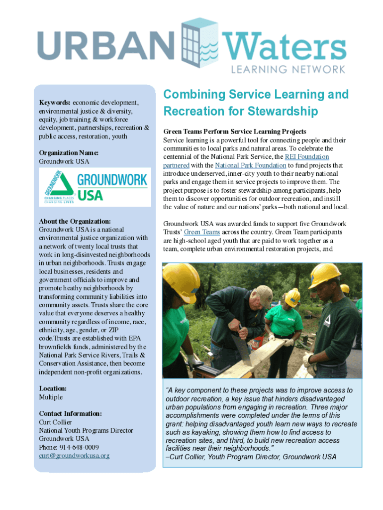 Fillable Online Combining Service Learning and Recreation for Stewardship Fax Email Print ...
