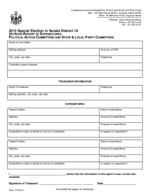 Fillable Online 24-HOUR REPORT OF CONTRIBUTIONS AND ... Fax Email Print ...