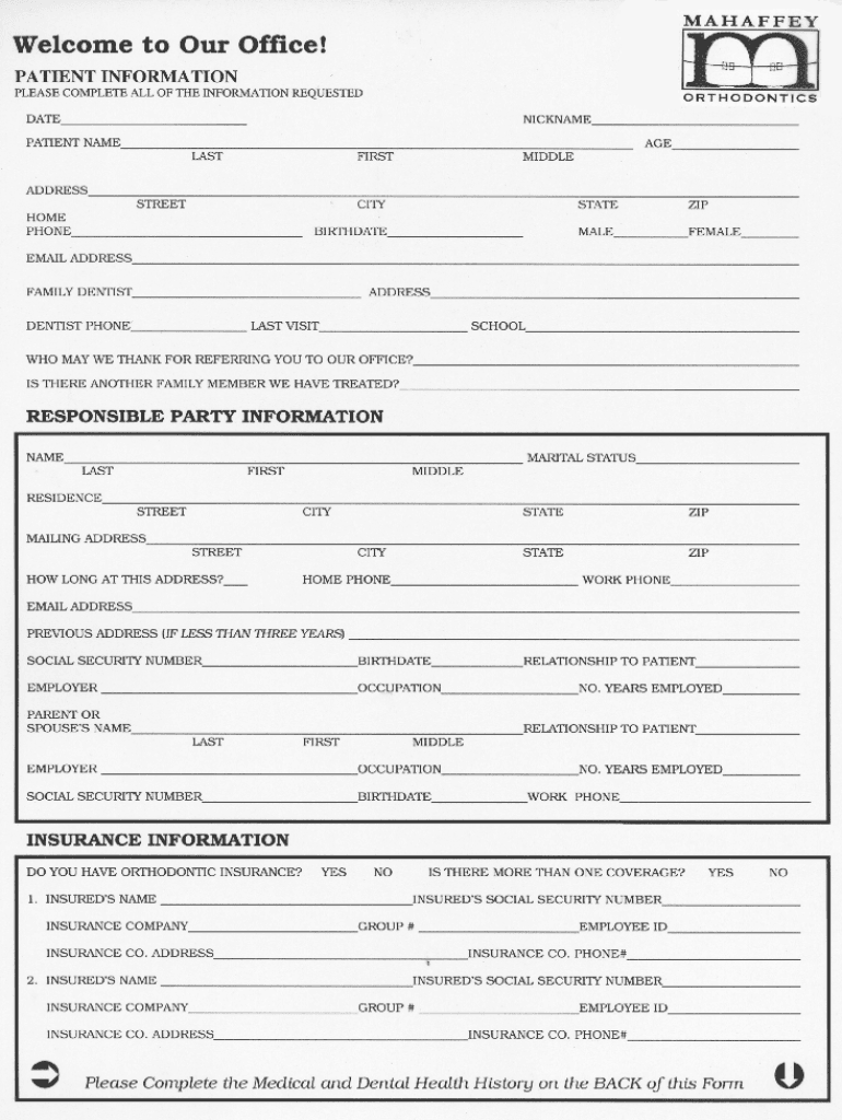 Fillable Online Michael J Mahaffey, D.M.D, P.C. - Peachtree City, GA 30269 Fax Email Print ...