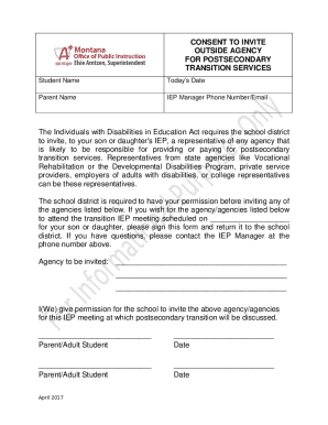 Fillable Online opi mt consentinvitation of outside agencies for ...