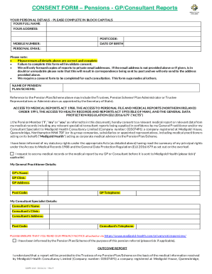 Fillable Online Consent Form - GP Consultants - Pensions. Consent Form ...