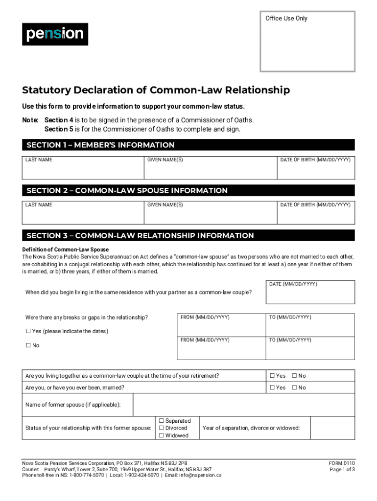 Fillable Online Statutory Declaration of Common Law Union Form Fax Email Print - pdfFiller