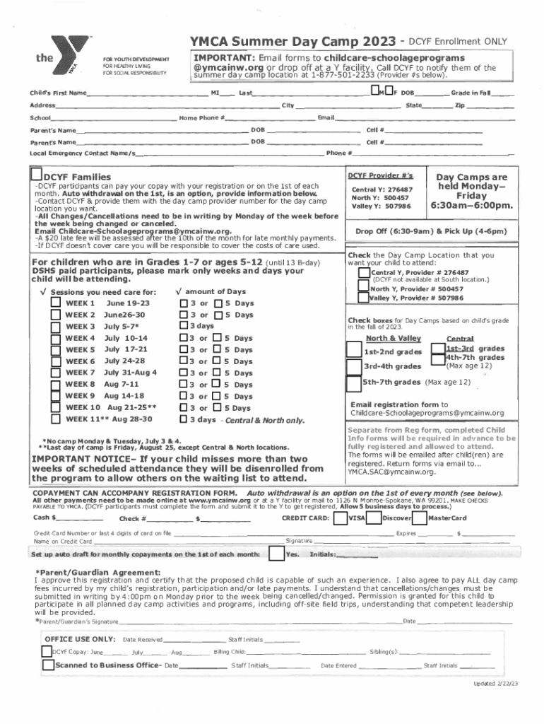 Fillable Online DCYF Enrollment ONLY Fax Email Print - pdfFiller