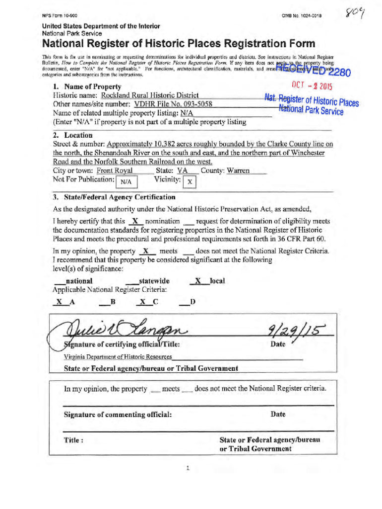 Fillable Online Rockland Rural Historic District. RecordID (Reference Number) Fax Email Print ...