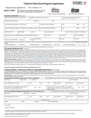 Fillable Online 7-Eleven Fleet Card Program Application Fax Email Print ...