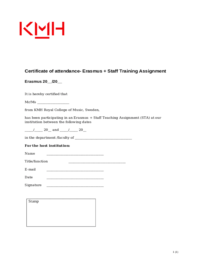 Erasmus 20/20 Doc Template | pdfFiller