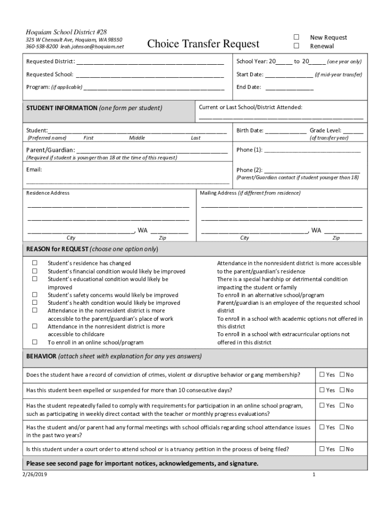 Fillable Online District Office Staff / District Office Staff - Hoquiam School District Fax ...