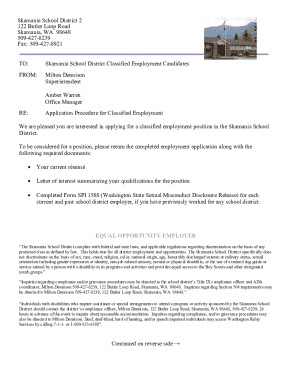 Fillable Online CLASSIFIED-employment-application-letter- ... Fax Email ...