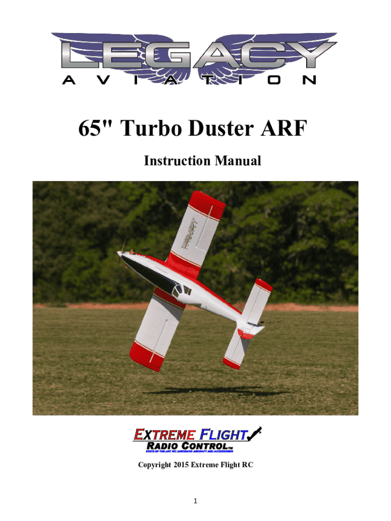 Fillable Online 65" Turbo Duster ARF - Extreme Flight RC Manuals Fax Email Print - pdfFiller