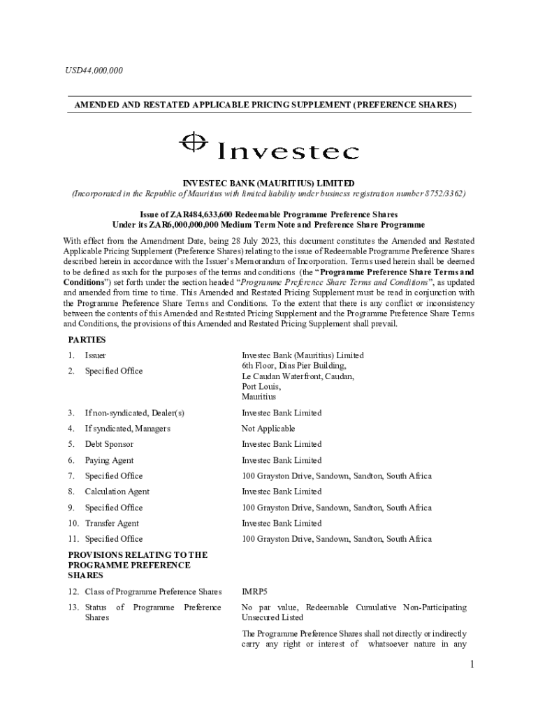 Fillable Online Investec Bank (Mauritius) Limited annual financial ...