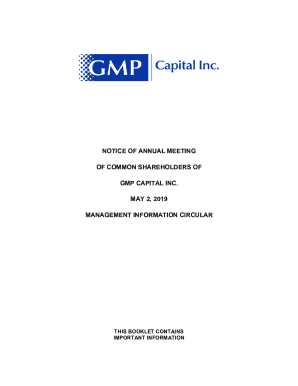 Fillable Online GMP Files Letter to Common Shareholders and Information ...