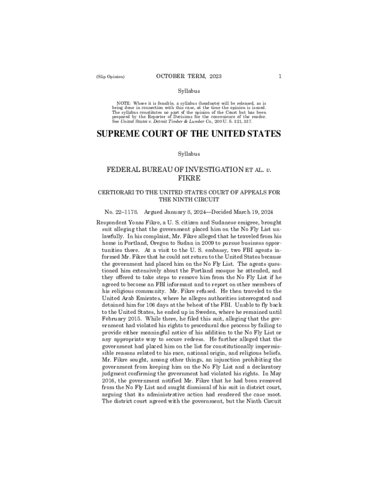 Fillable Online The first SCOTUS decision is in FBI v. Fikre. The ...