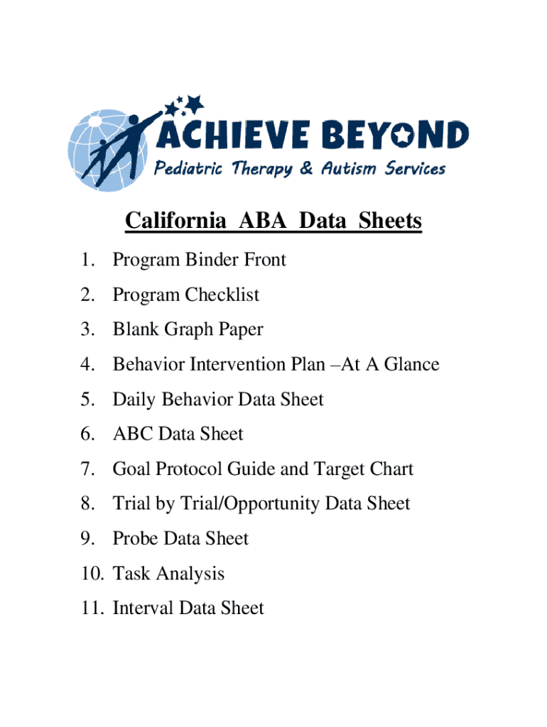 Fillable Online Behavior Frequency Data Collection Sheets FREE Fax ...