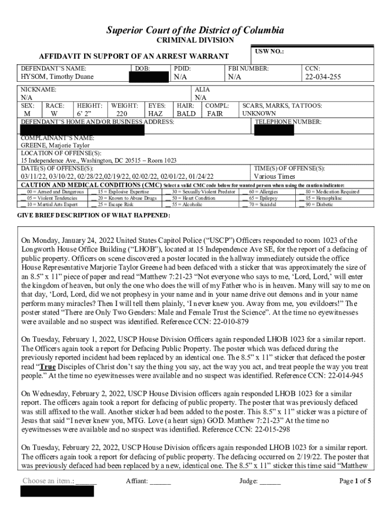 Fillable Online Affidavit in Support of a Criminal Complaint and an ...