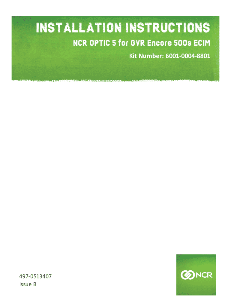 Fillable Online Installation Instructions - NCR OPTIC 5 for Encore 500s ...