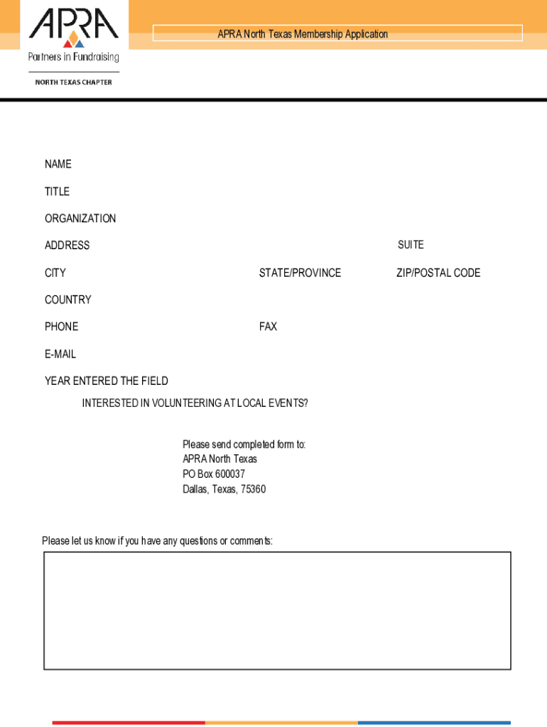 Fillable Online Join/Renew - Apra-North Texas Fax Email Print - pdfFiller
