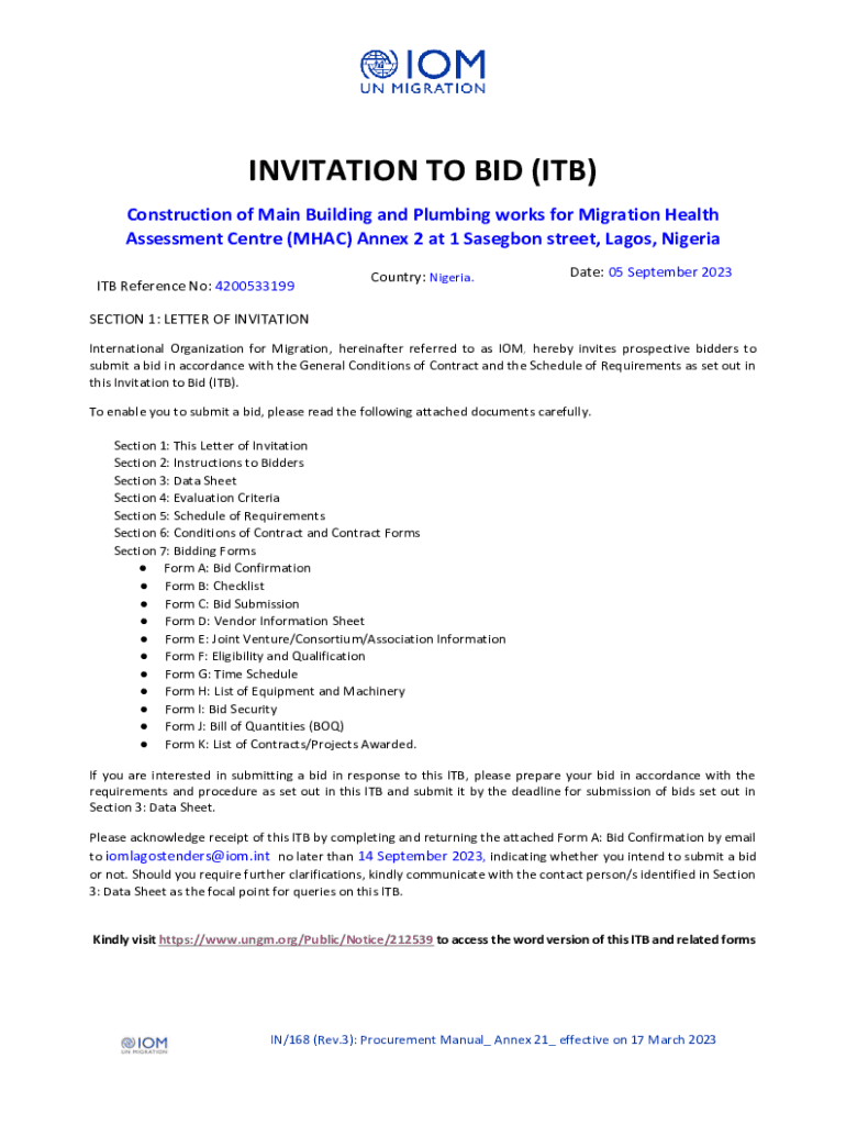 Fillable Online nigeria iom Mechanical and Electrical works for Migration Health ... Fax Email ...