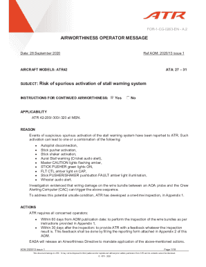 Fillable Online Risk of spurious activation of stall warning system Fax Email Print - pdfFiller