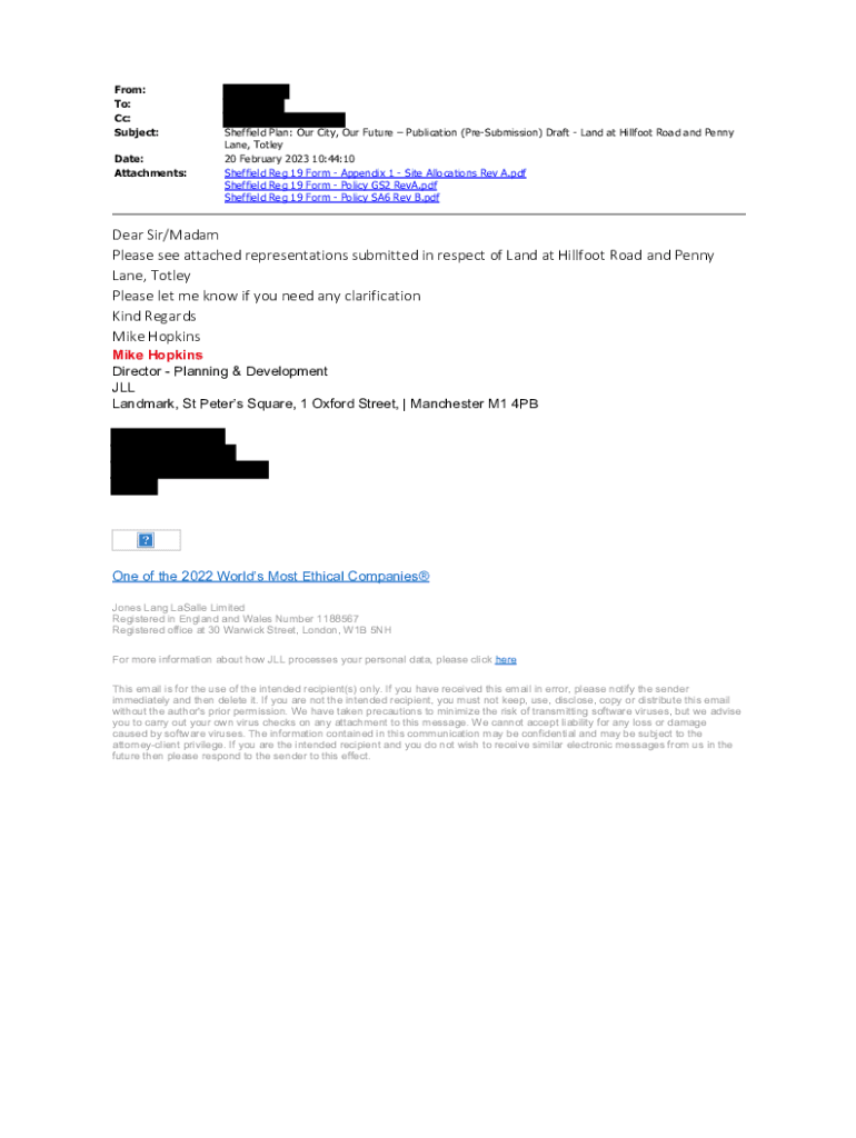 Fillable Online Sheffield Plan: Our City, Our Future Publication (Pre ...