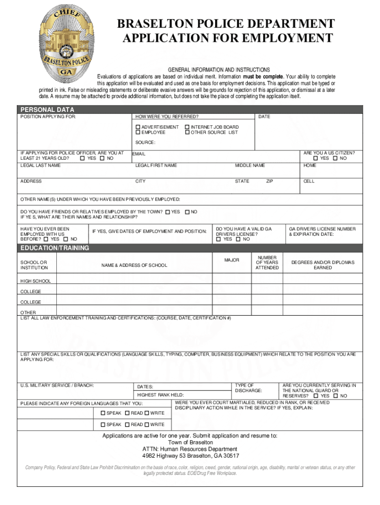 Fillable Online sheriff's office - application for employment Fax Email ...