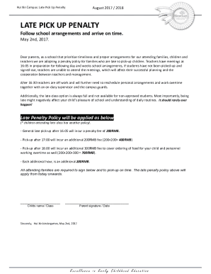 Fillable Online LATE PICK UP PENALTY Fax Email Print - pdfFiller