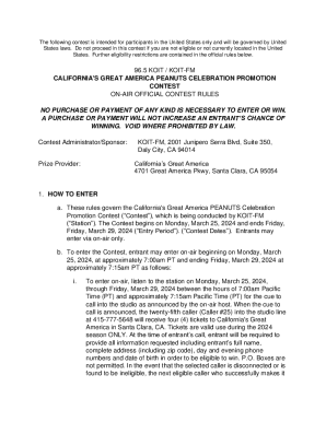 Fillable Online 96.5 KOIT / KOIT-FM CALIFORNIA'S GREAT AMERICA PEANUTS ...