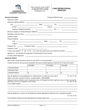 Fillable Online Land Recreational Vehicles Fax Email Print - pdfFiller