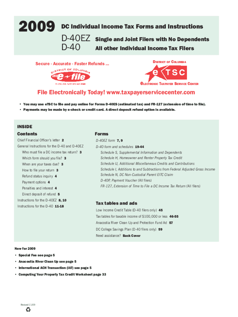 Fillable Online DC Individual Income Tax Forms and Instructions File ...