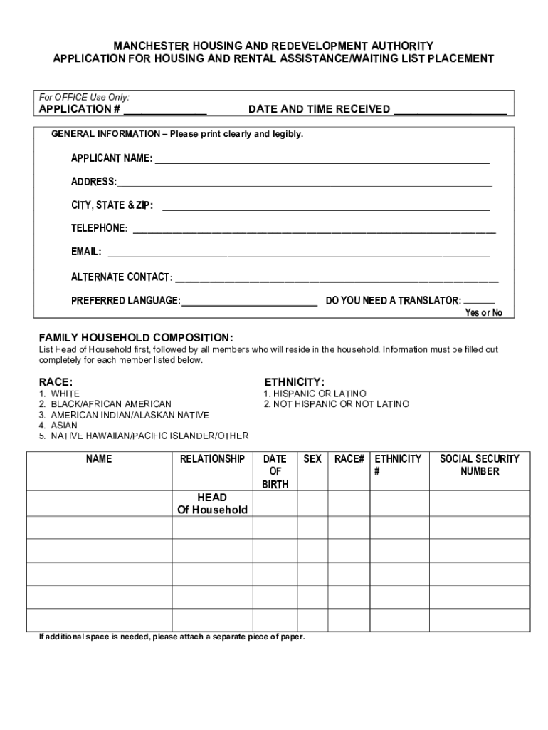 Fillable Online Low Income Public Housing Application for Admission ...