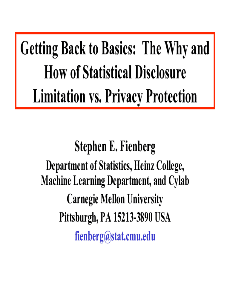 Fillable Online doku iab The Why and How of Statistical Disclosure Limitation vs. ... Fax Email ...