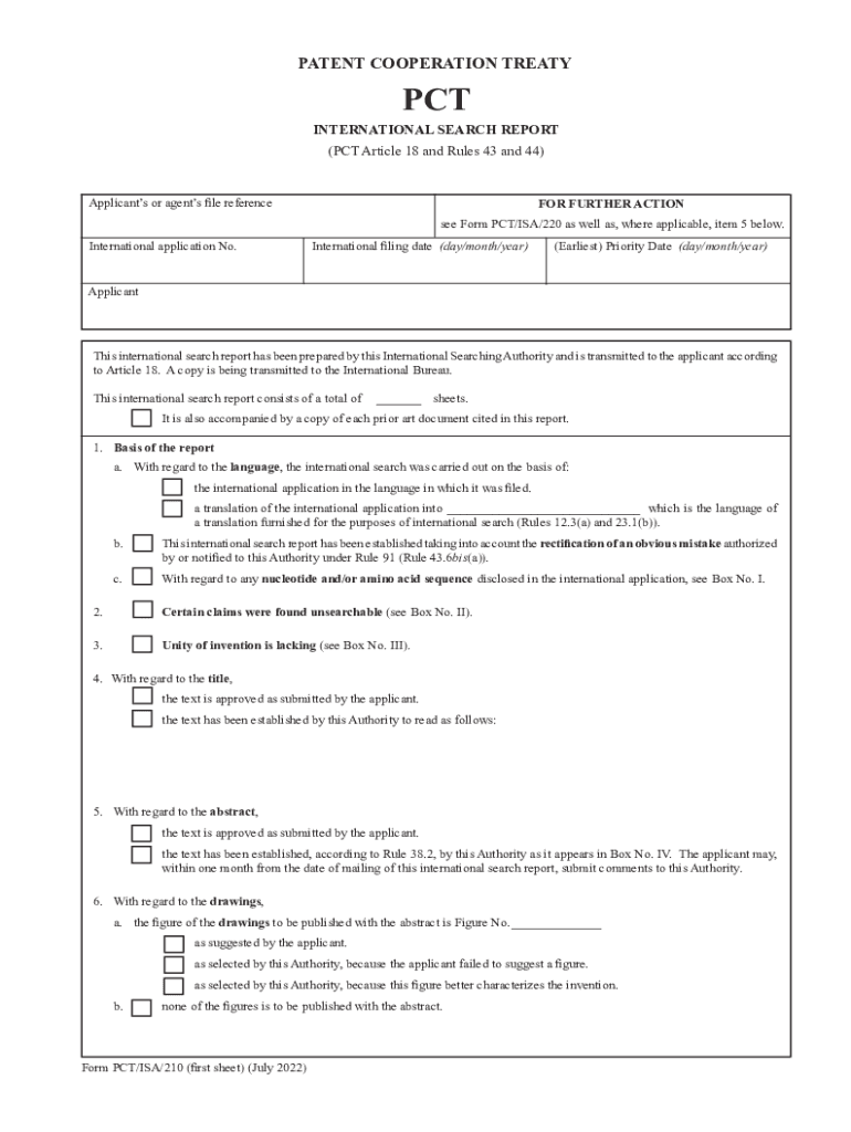 Fillable Online Form PCT/ISA/210 Fax Email Print - pdfFiller