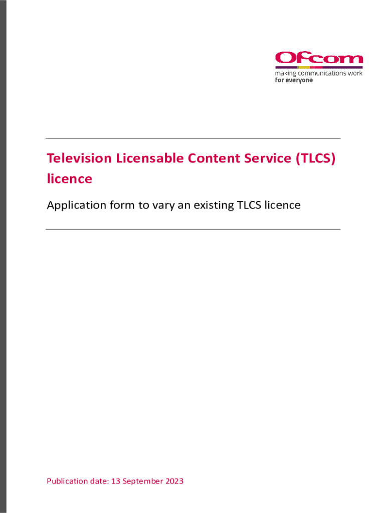 Fillable Online Application form to vary an existing TLCS licence Fax ...