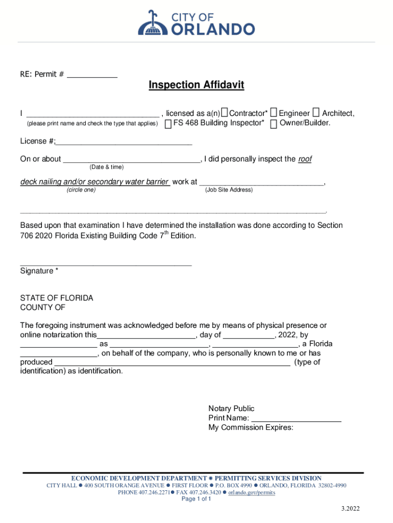 Fillable Online Affidavit of Inspection Fax Email Print - pdfFiller