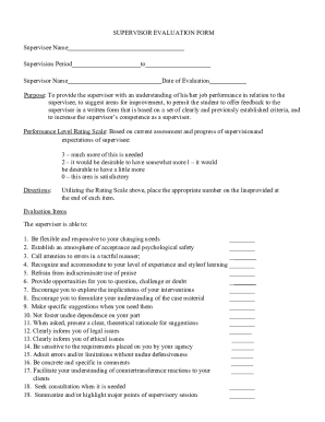 Fillable Online SAMPLE SUPERVISOR PERFORMANCE EVALUATION Fax Email ...