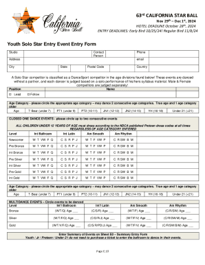 Fillable Online ENTRY DEADLINES: Early Bird 10/25/24 Fax Email Print ...