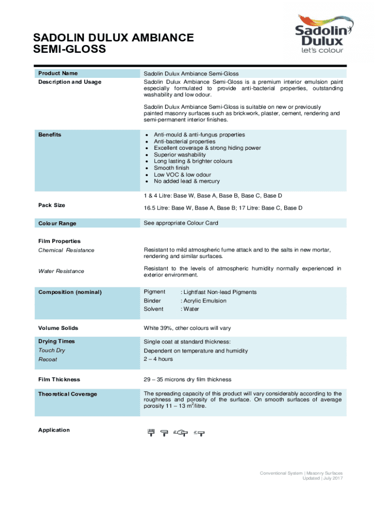 Fillable Online Dulux Ambiance offers a luxurious finish that speaks to ... Fax Email Print ...