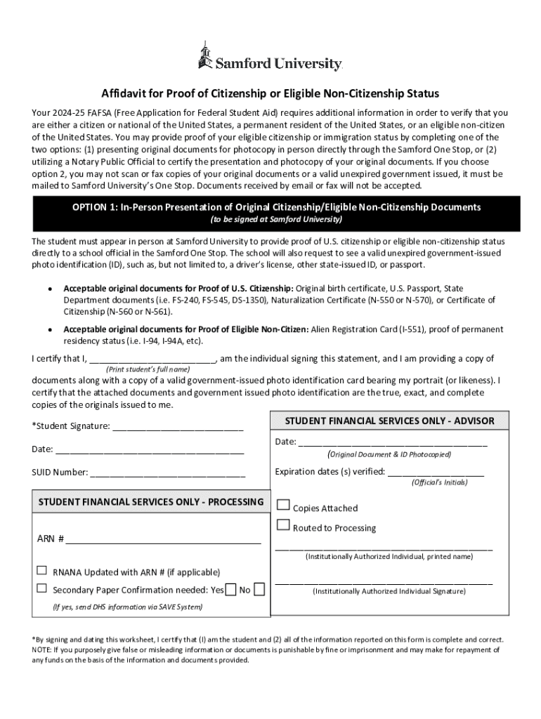 Fillable Online Proof of Citizenship Or Eligible Non-Citizenship Status ...