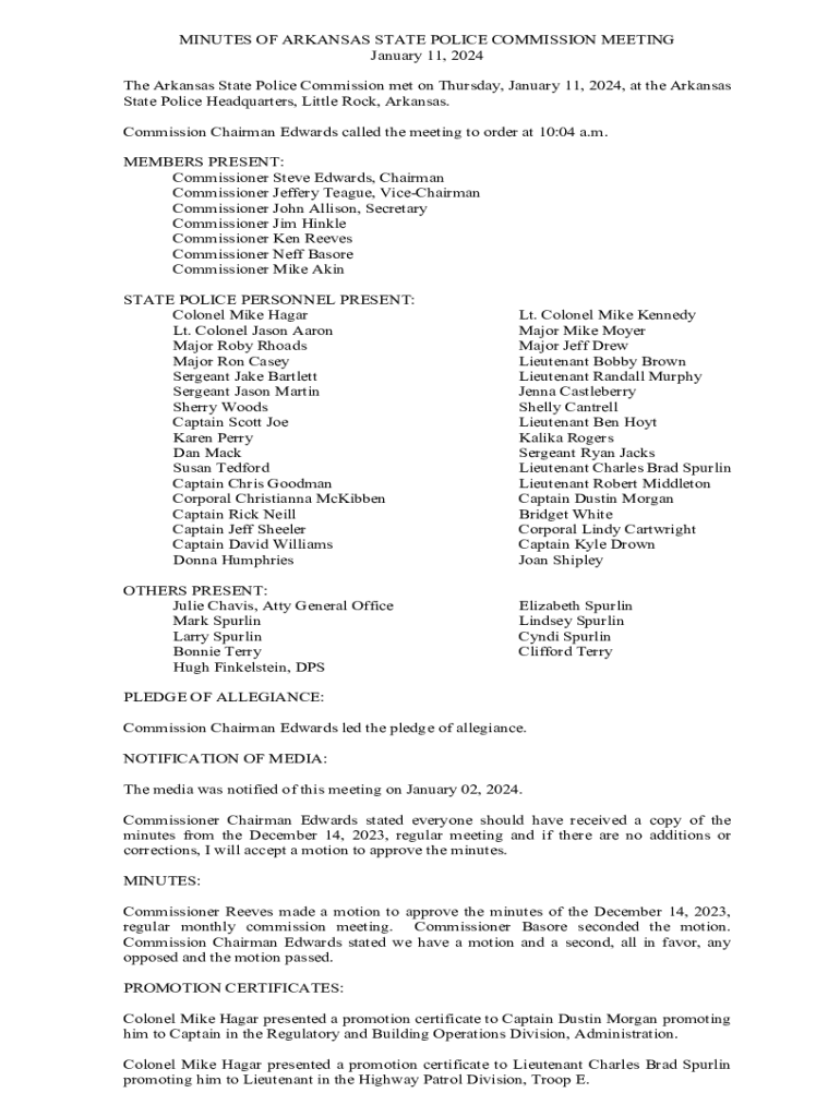 Fillable Online state police commission schedules january session Fax ...